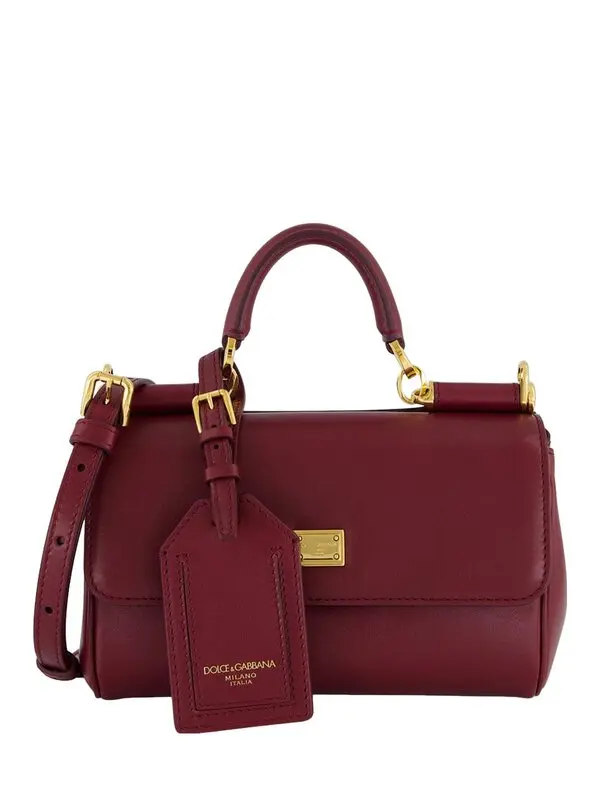 Dolce & Gabbana My Sicily Mini Calfskin Handbag - Burgundy