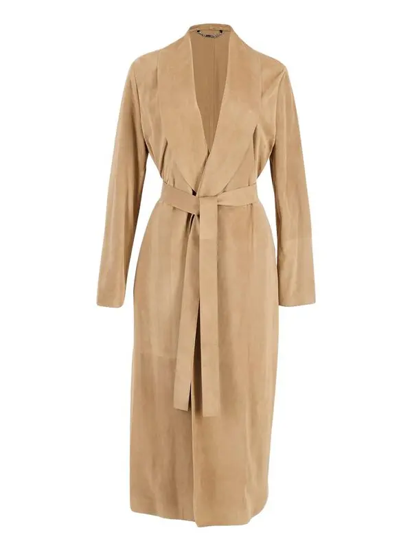 Fendi Suede Wrap Coat - Brown