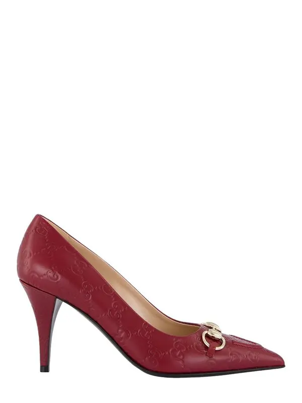Gucci Gg Leather Horsebit Pump - Burgundy