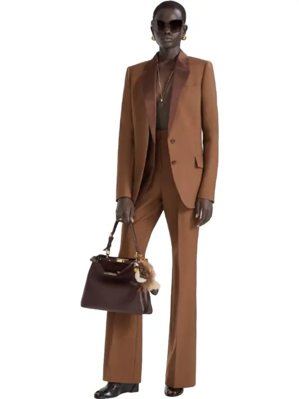 Fendi Wool-mohair Flared Trousers - Brown