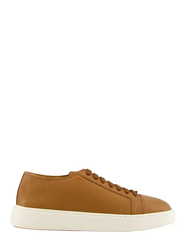 Santoni Light Tumbled Leather Sneakers - Brown