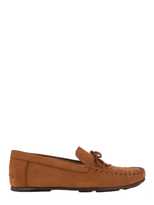 Manolo Blahnik Suede Leather Moccasins With Bow - Brown