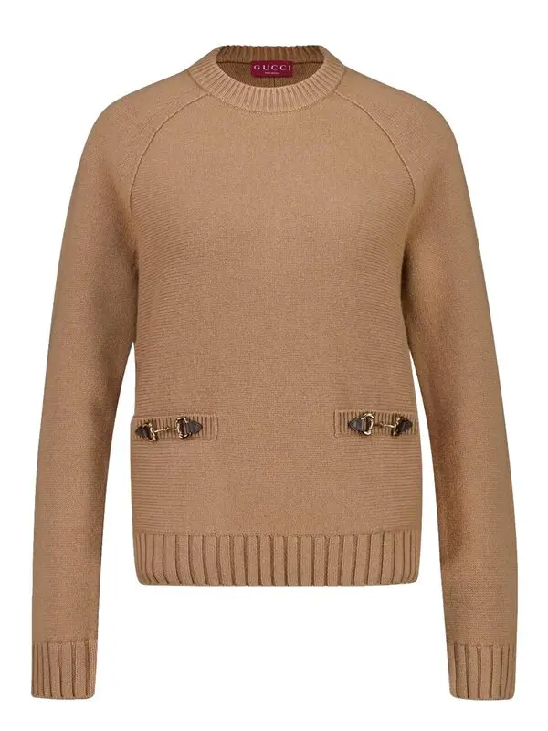 Gucci Wool-cashmere Crewneck Pullover - Brown