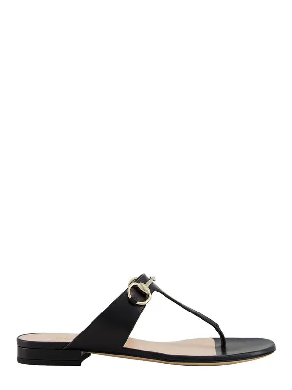 Gucci Leather Thong Sandal With Horsebit - Black