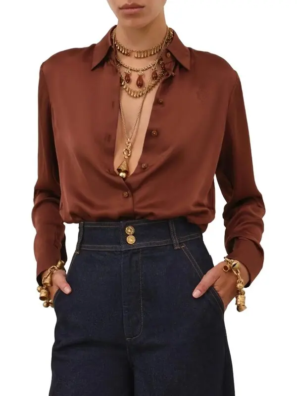 Zimmermann Hypnotic Satin Shirt - Brown