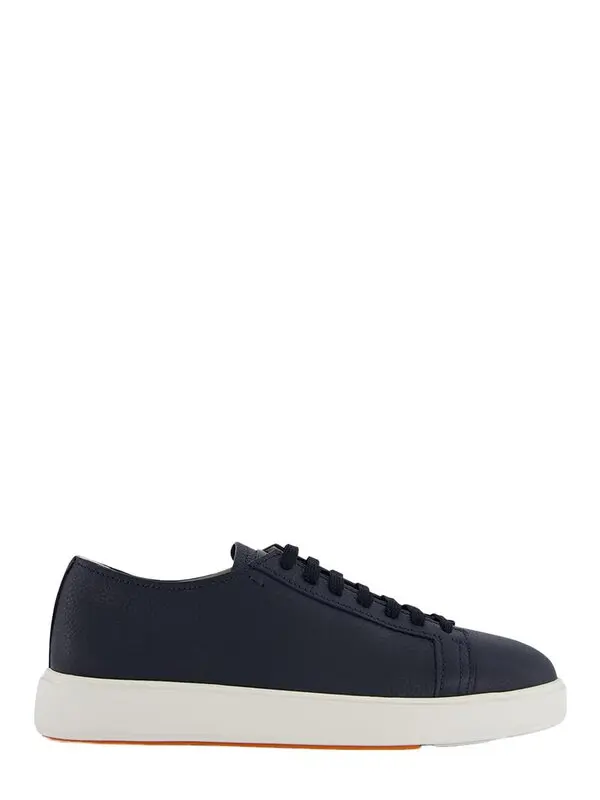 Santoni Tumbled Leather Sneakers - Blue