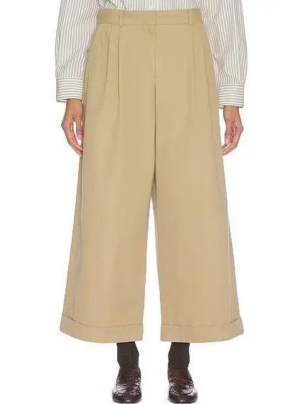 THE ROW Tailored Wide Leg Trousers - Sand
