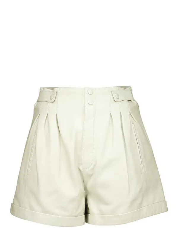 Saint Laurent Button Detailed High Waist Shorts - Cream