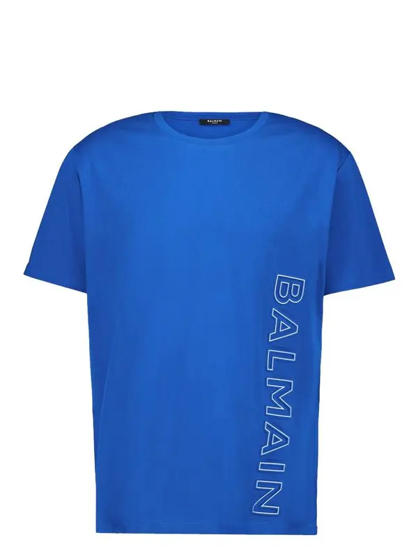 Balmain Logo-print Short-sleeved Cotton T-shirt - Blue