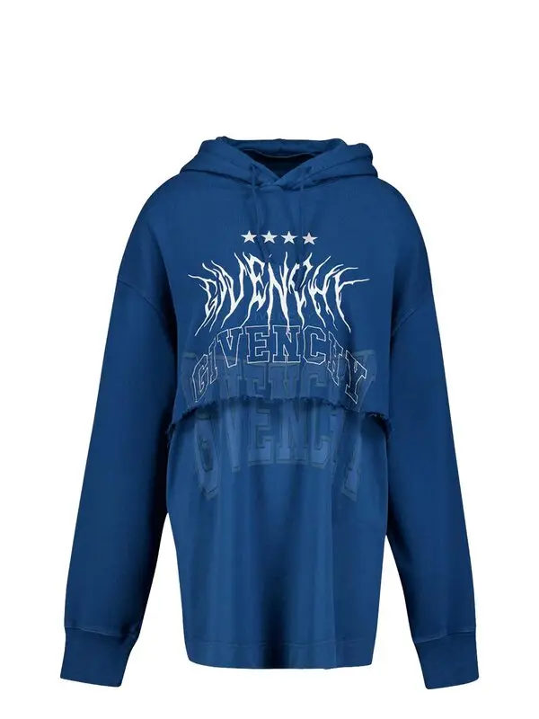 Givenchy Double Layered Cotton Hoodie - Blue