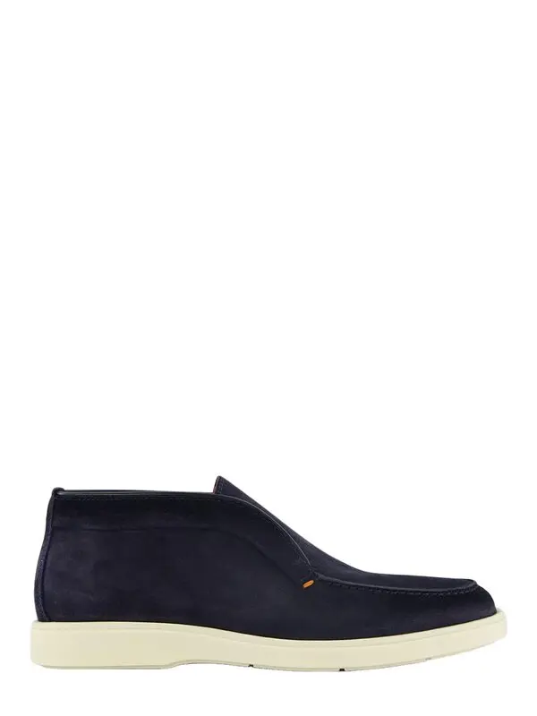Santoni Almond-toe Suede Boots - Blue