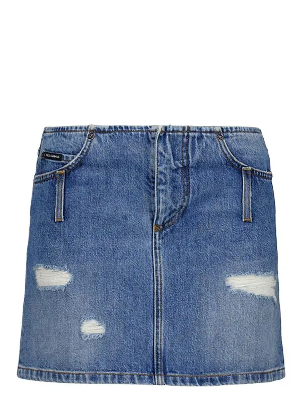 Dolce & Gabbana Cotton Denim Mini Skirt - Blue