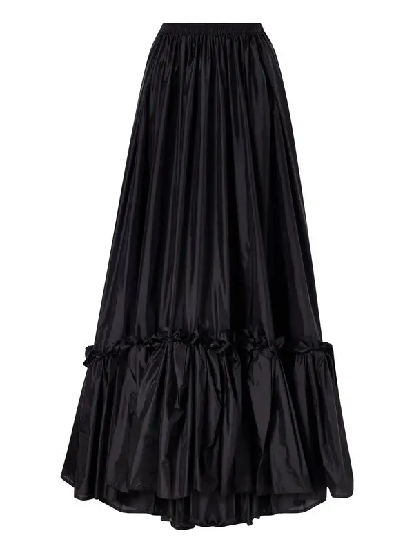 Saint Laurent Tiered Ruffled Satin Skirt - Black