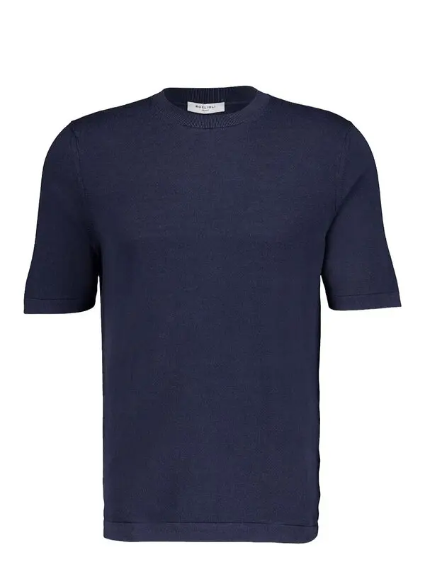 Boglioli Cotton-silk Blend Navy T-shirt - Blue
