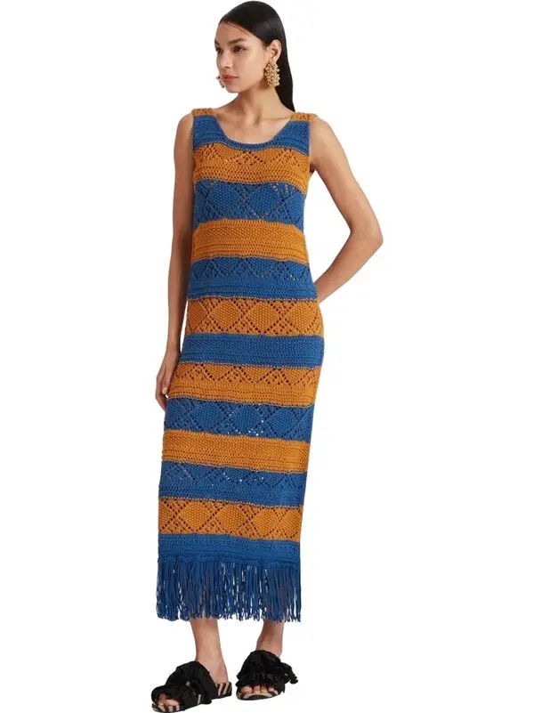 La DoubleJ Tasseled Knit Dress - Blue