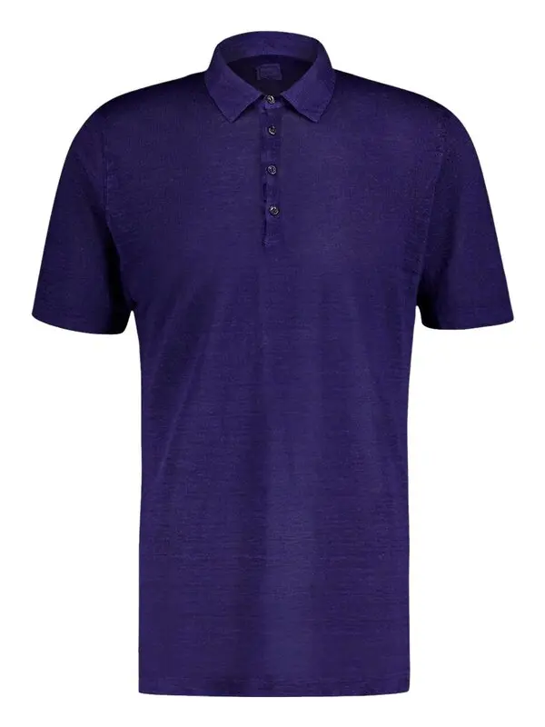 120% Lino Regal Navy Linen Polo - Blue
