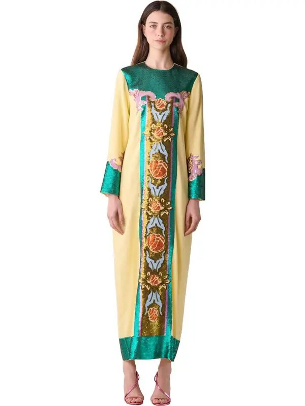 PAULA Celeste A-line Embroidered Maxi Dress - Multicolour