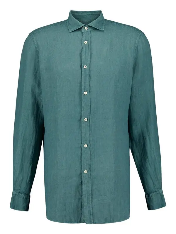 Boglioli Teal Linen Shirt - Blue