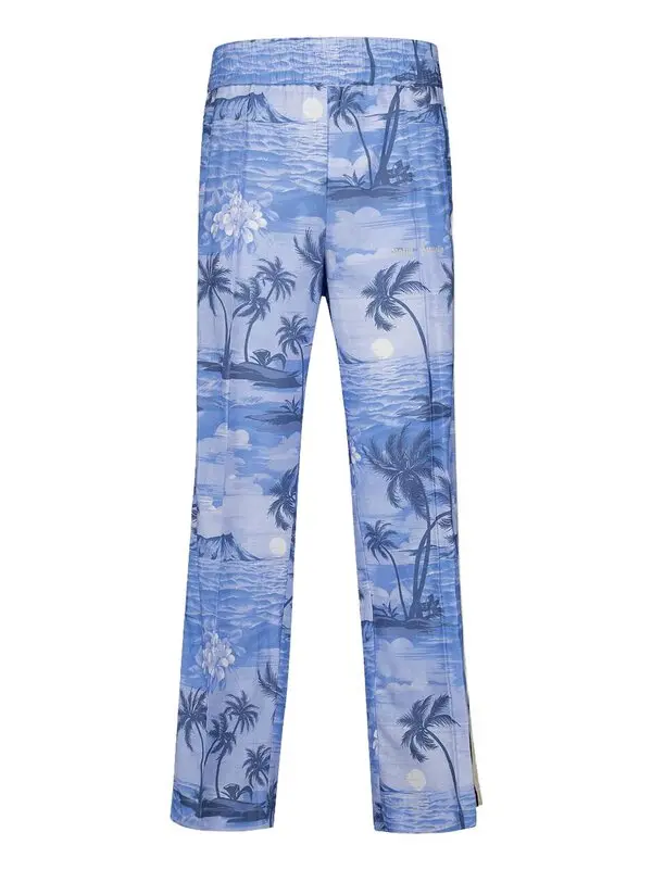 Palm Angels Island Print Straight-leg Trousers - Blue