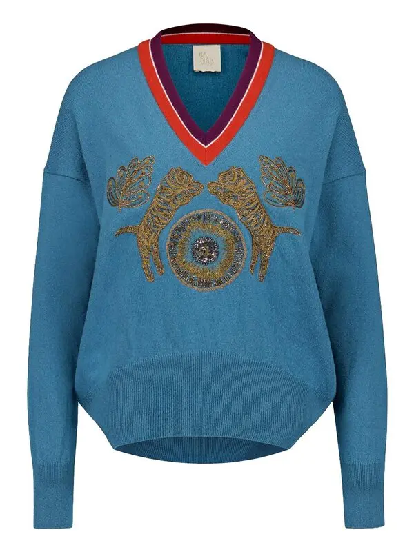 PAULA Brittany Cashmere Sweater With Embroidery - Multicolour