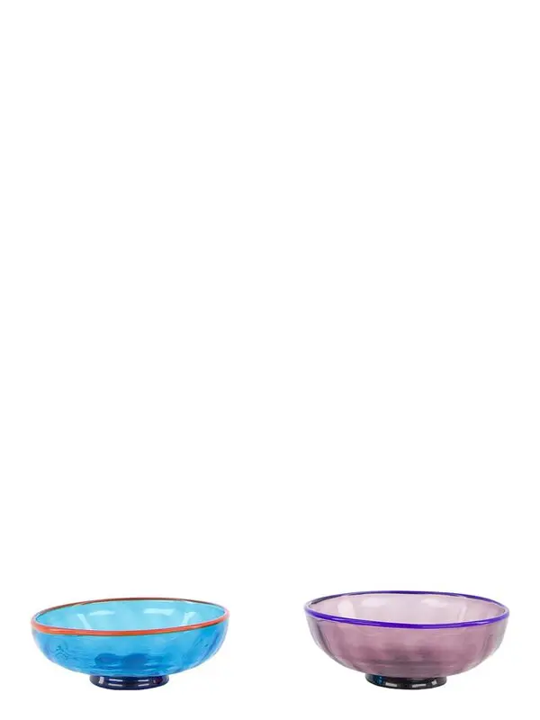 La DoubleJ Set Of 2 Glass Nut Bowls - Blue