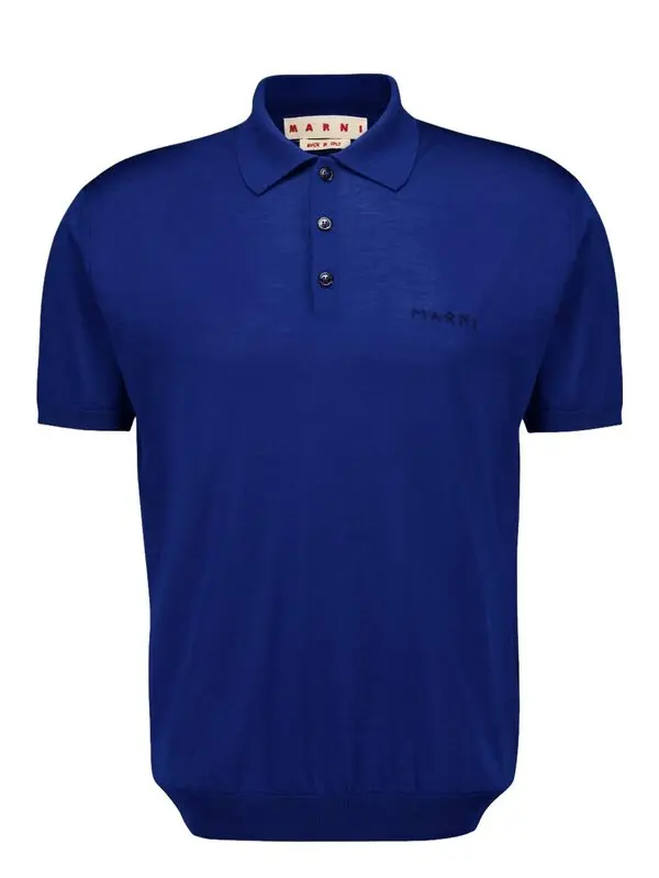 Marni Embroidered Logo Polo Shirt - Blue