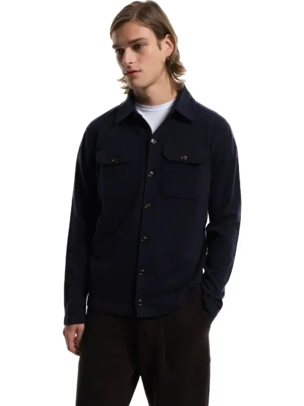 PIACENZA CASHMERE 1733 Navy Cashmere Shirt Jacket - Blue