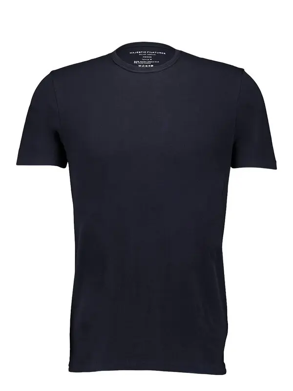 Majestic Filatures Navy Organic Cotton Short-sleeved T-shirt - Blue