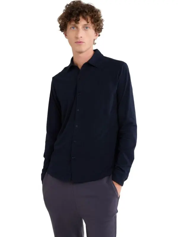 Majestic Filatures Navy Organic Cotton Artisanal Dyeing Herman Shirt - Blue