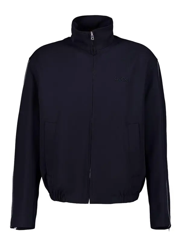 Gucci Embroidered Wool Twill Jacket - Blue