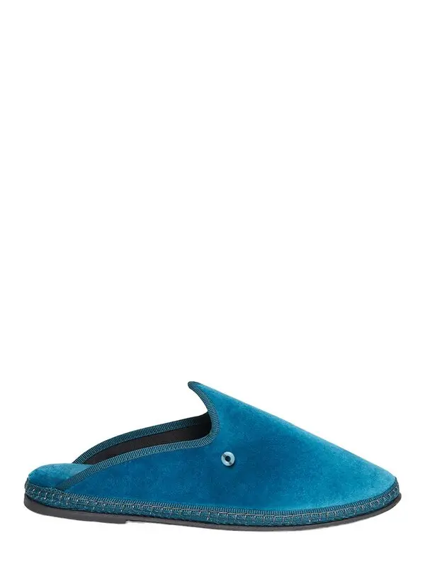 PIEDATERRE Velvet Dandy Slippers - Blue