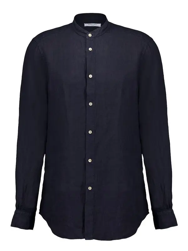 Boglioli Navy Garment-dyed Linen Shirt - Blue