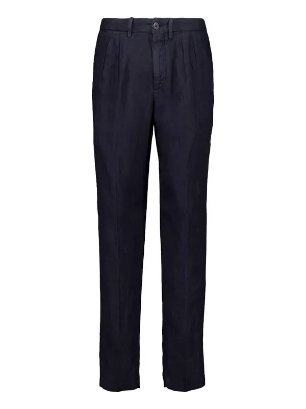 Boglioli Straight-fit Linen Trousers - Blue