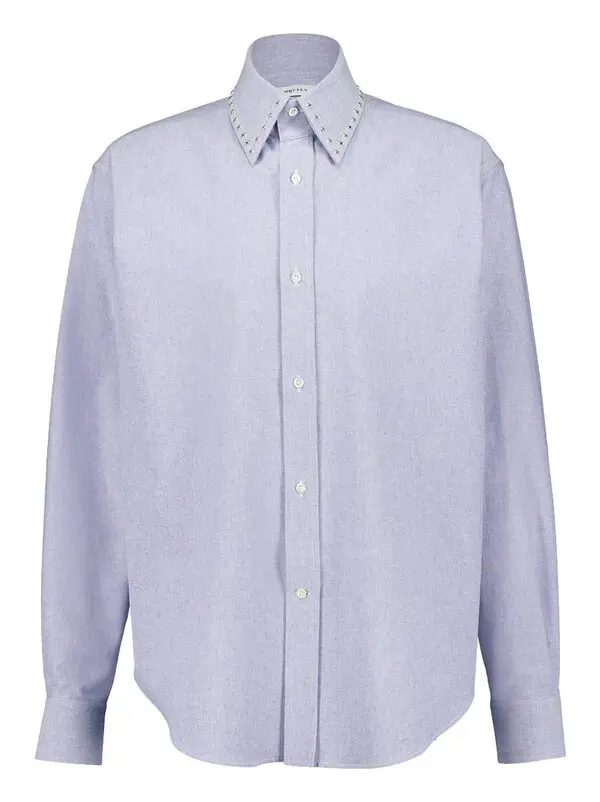 Alexander McQueen Long-sleeve Double Collar Cotton Shirt - Blue