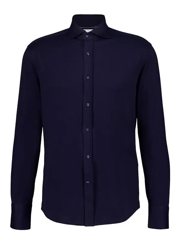Brunello Cucinelli Navy Cotton Tailored Shirt - Blue