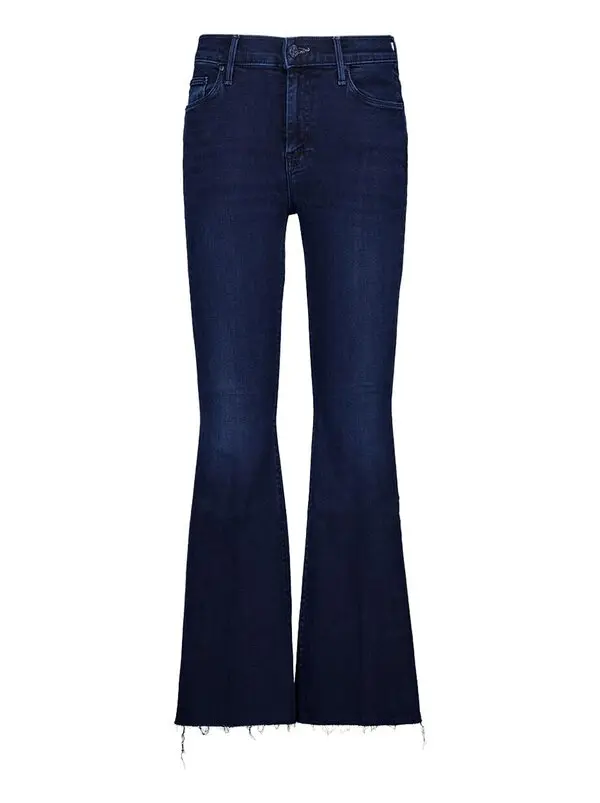 MOTHER The Lil Weekender Fray Petite Flare Jeans - Blue