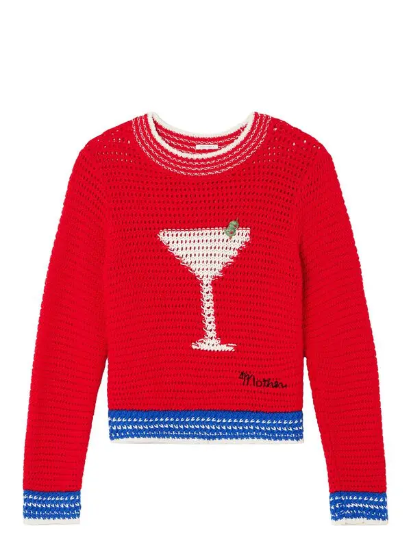 MOTHER Open-knit Cotton Sweater - Red