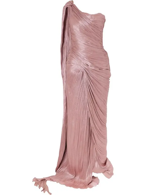 MARMAR HALIM One-shoulder Plissé Chiffon Gown - Pink
