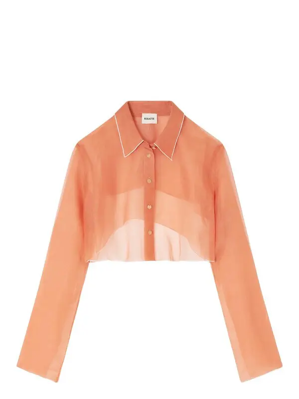 Khaite Fritz Cropped Layered Silk-organza Shirt - Orange