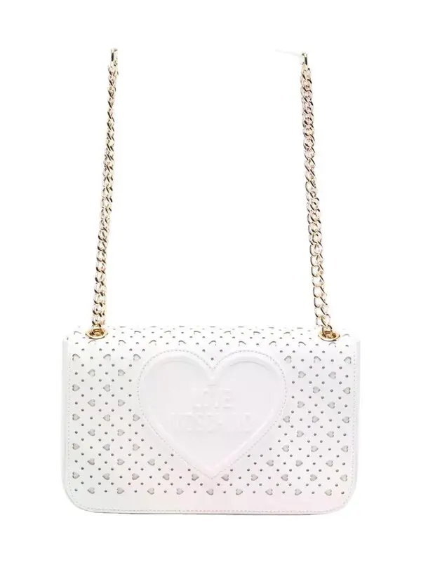 Moschino Heart-perforated Cross Body Bag - White