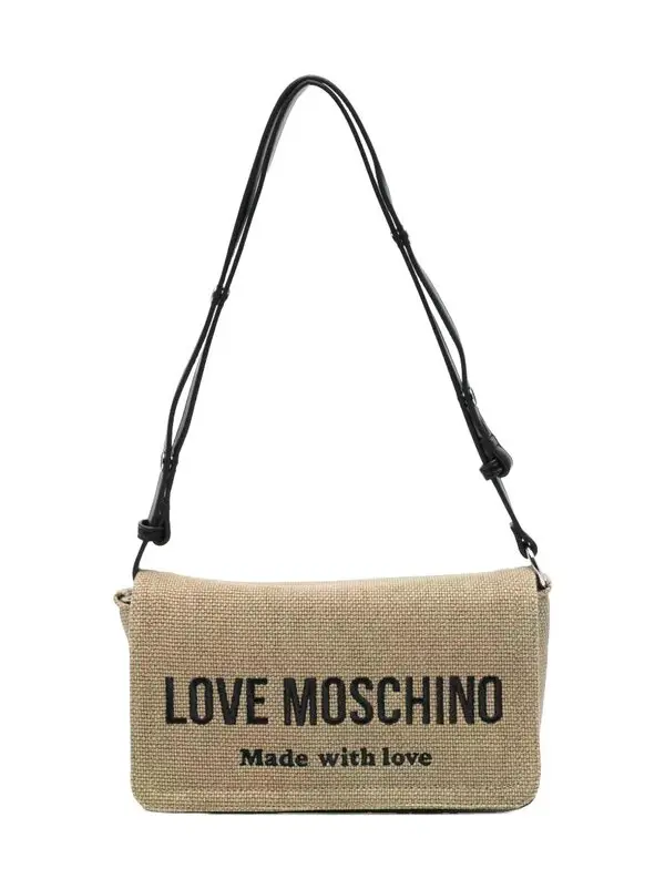 Moschino Logo Shoulder Bag - Neutrals
