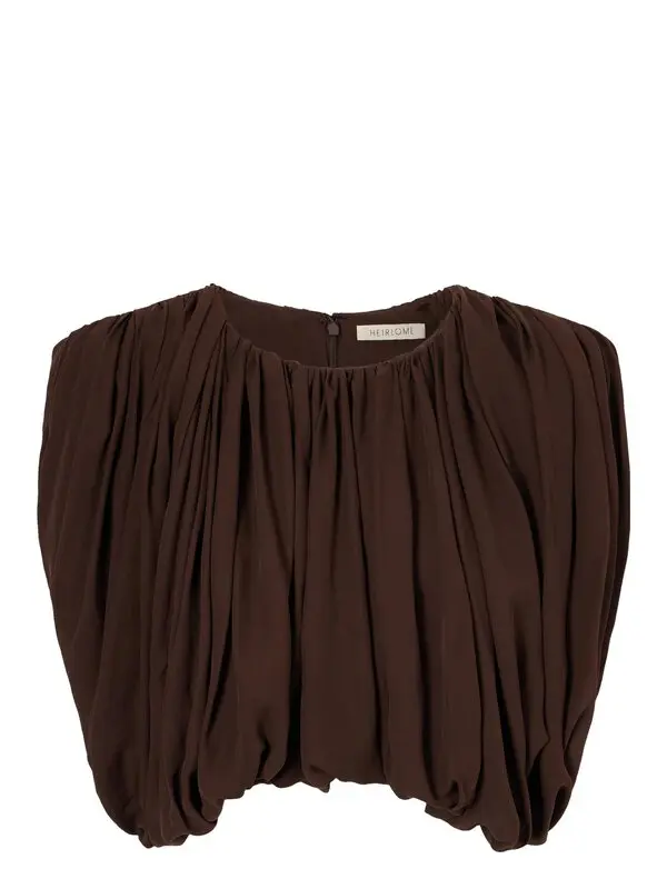 HEIRLOME Renata Silk Cropped Top - Brown