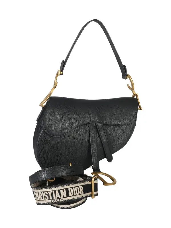 Dior Grained Calfskin Saddle Bag - Black