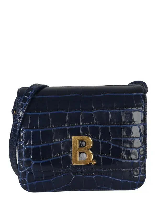 Balenciaga Croc Effect Shoulder Bag - Blue
