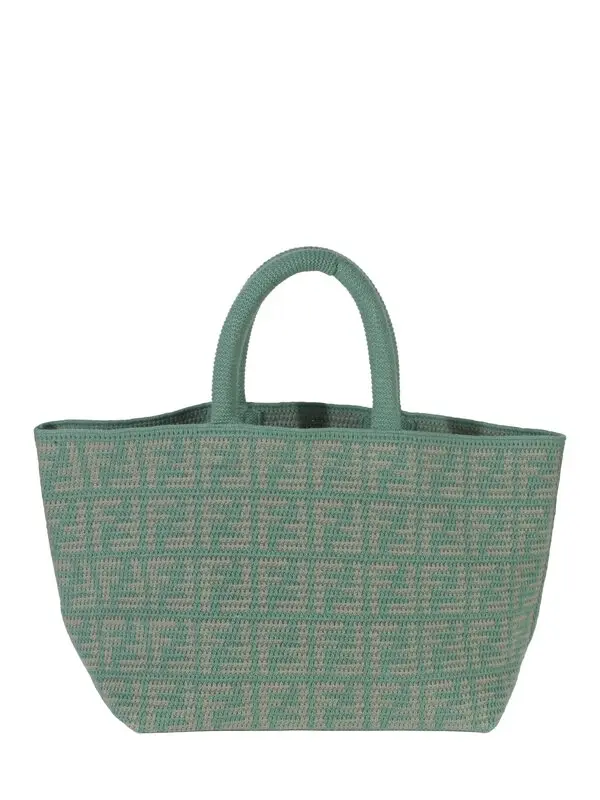 Fendi Zucca Ff Crochet Cashmere Tote - Green
