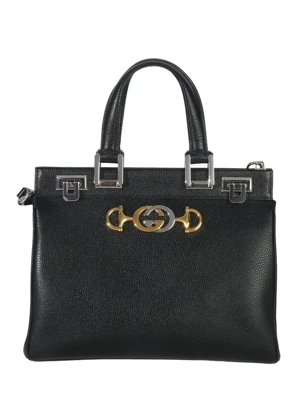 Gucci Calfskin Zumi Top Handle Tote - Black
