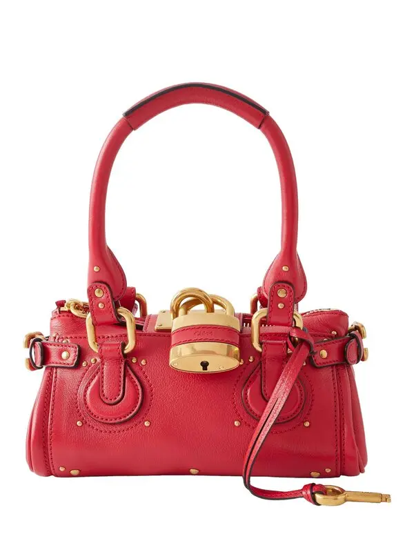 Chloé Paddington Embellished Leather Tote - Tomato Red