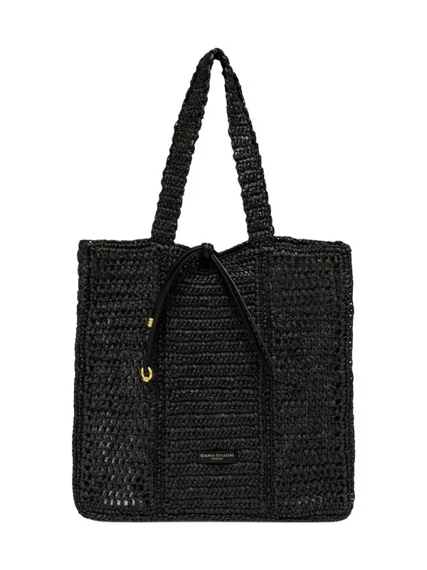 GIANNI CHIARINI Nefeli Crochet Drawstring Tote - Black