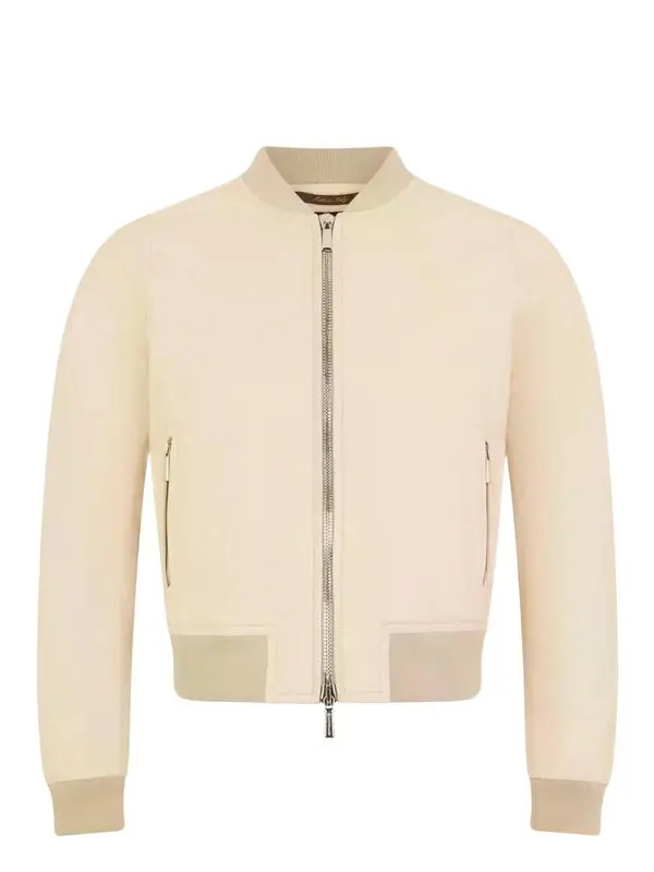 MOORER Leather Bomber Jacket - Neutrals