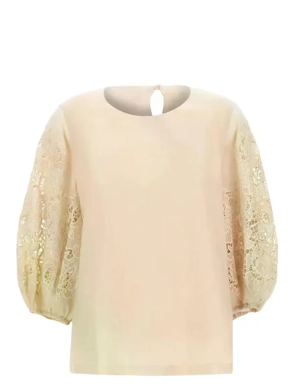 Max Mara Macramé Sleeve Blouse - Neutrals